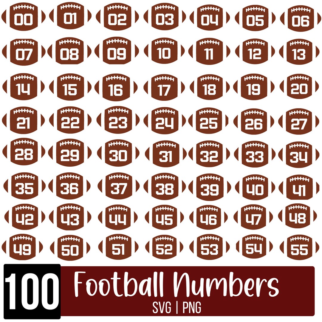 Football Numbers SVG Bundle, 0 to 100 Football Numbers PNG, Football ...