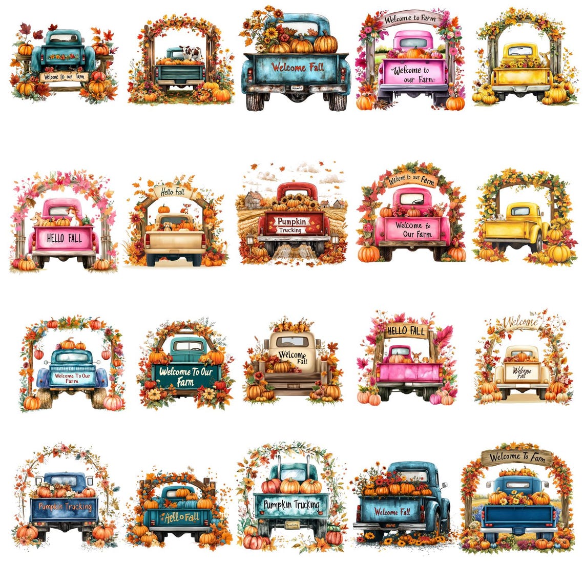 40+ Watercolor Fall Trucks Bundle, Fall Truck PNG Clipart, Hello Fall ...