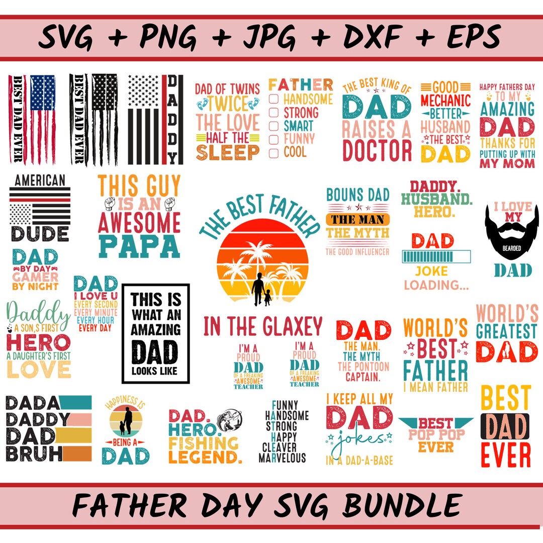 Retro Vintage Dad Svg Bundle,best Dad Ever Svg,father's Day Svg, Funny ...