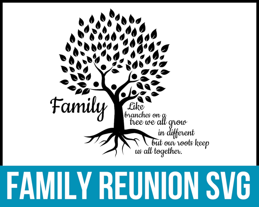 Family Tree With Quotation Svg, Family Reunion Svg, Tree of Life Svg ...