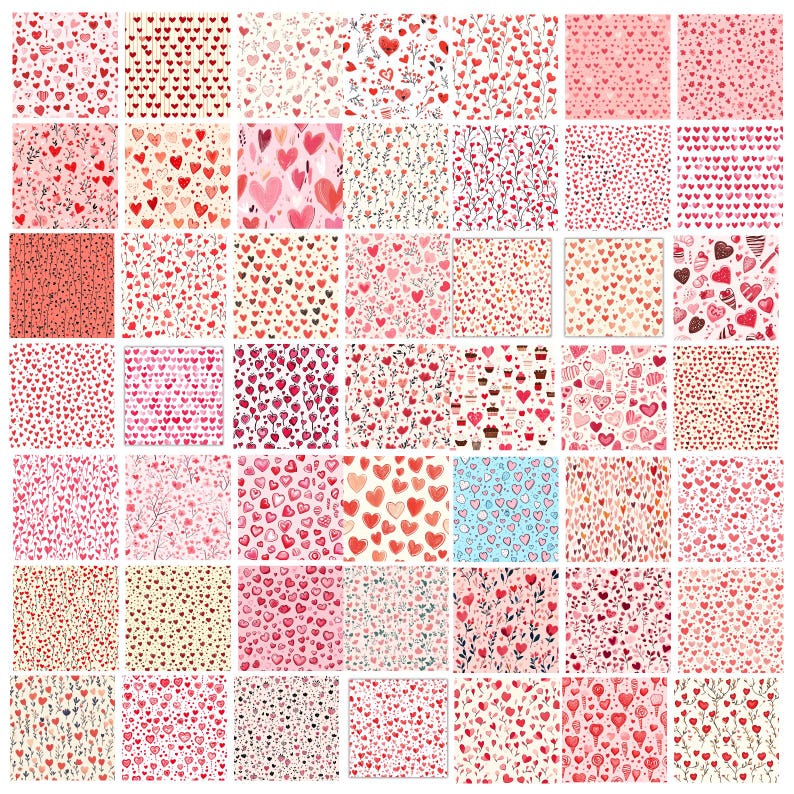 100+ Valentines Themed Digital Papers, Valentine Seamless Digital Paper ...