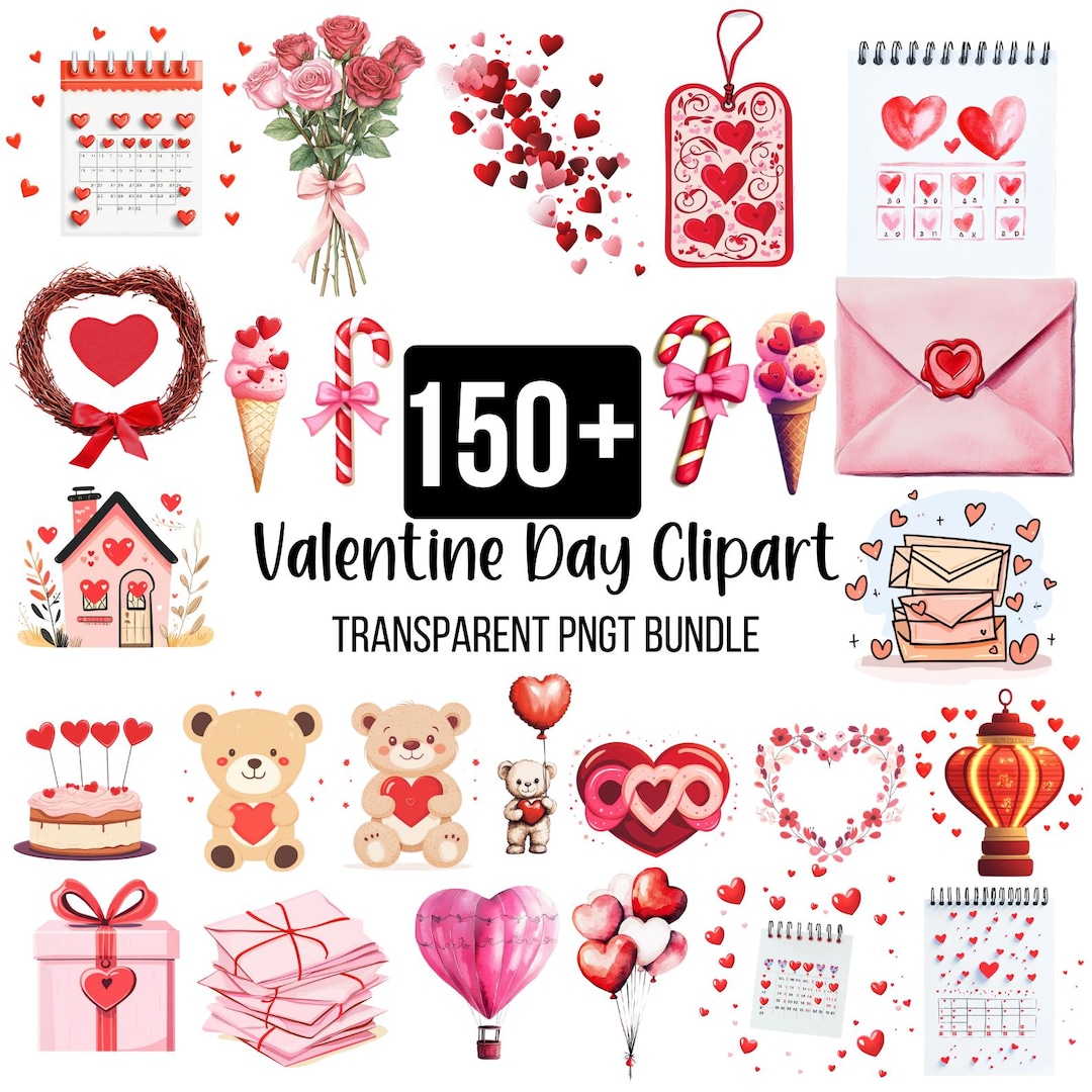 150+ Valentines Day Clipart Bundle, Valentines Bear Clipart, Valentine ...