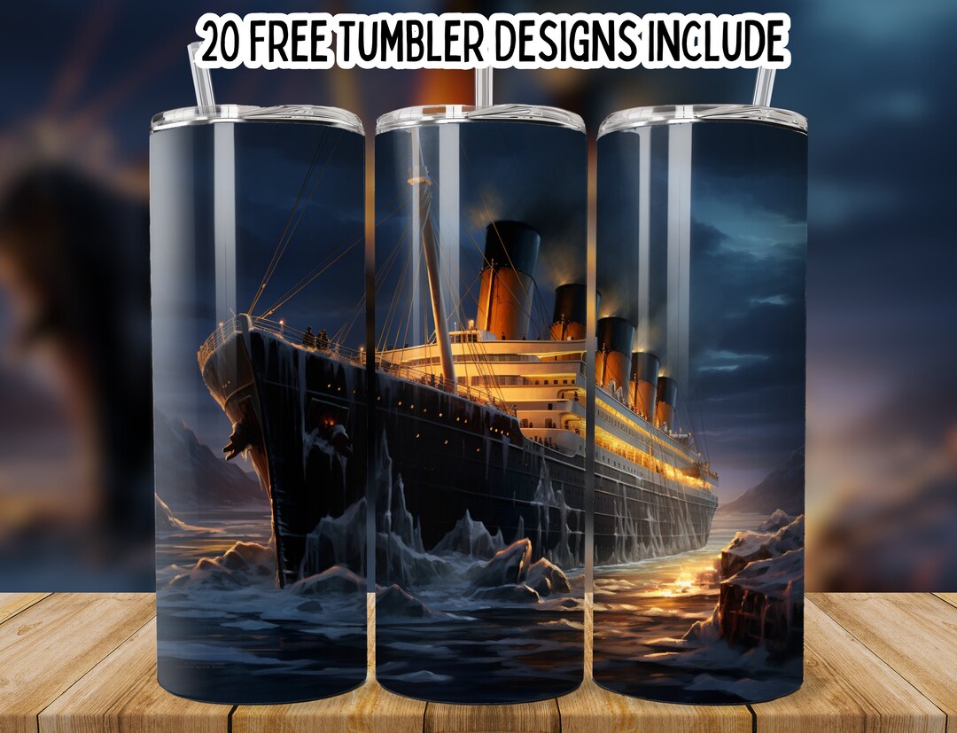 Titanic Seamless Tumbler Wrap PNG, 3D Titanic 20oz Sublimation Tumbler ...