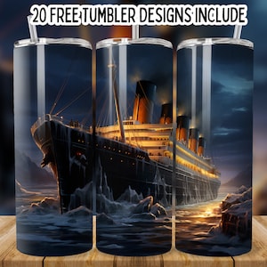 Titanic Seamless Tumbler Wrap PNG, 3D Titanic 20oz Sublimation Tumbler ...