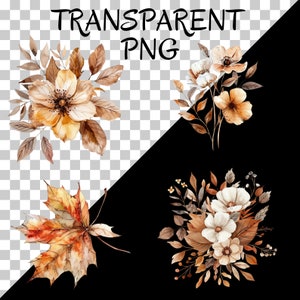 Autumn Flowers Clipart, Terracotta Bohemian Clipart, Floral Watercolor ...