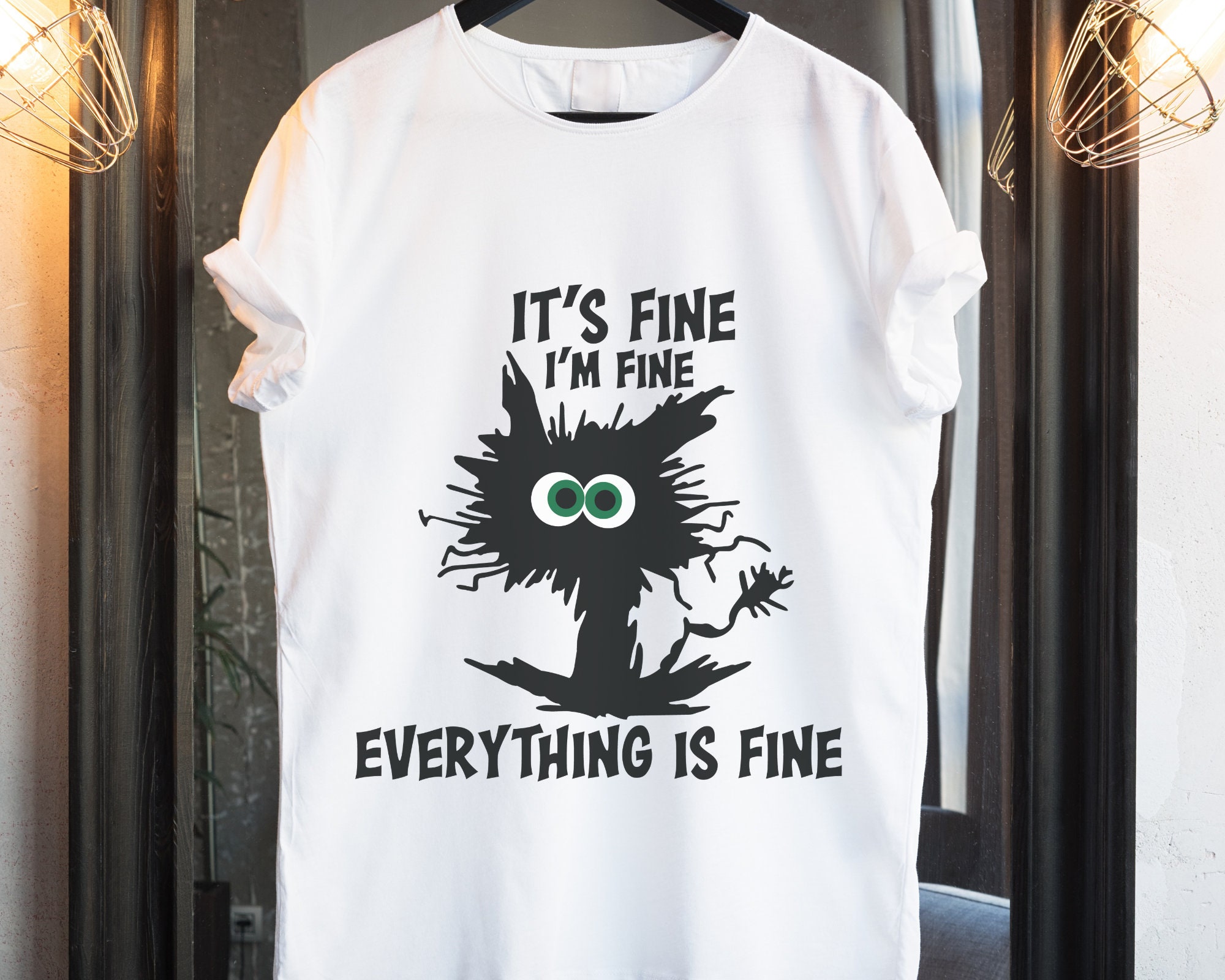 It's Fine I'm Fine Everything is Fine SVG Black Cat - Etsy