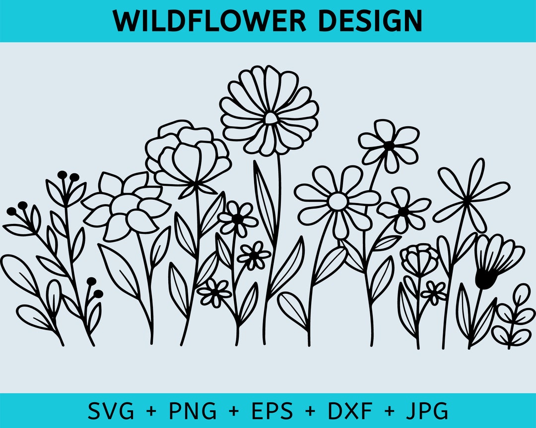 Wildflowers SVG Design, Wild Flower SVG File for Cricut, Wildflower SVG ...