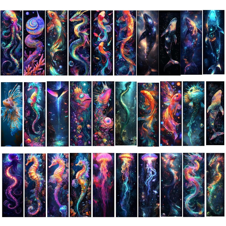 100+ 3D Sea Creatures Bookmarks, Ocean Animal PNG, Underwater Bookmark ...