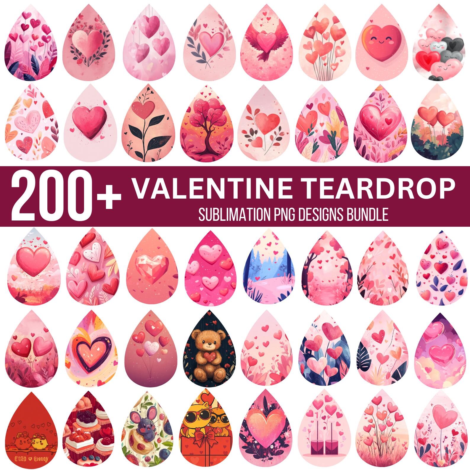 200+ Valentine Teardrop PNG Bundle, Teardrop Earrings Designs, Love ...