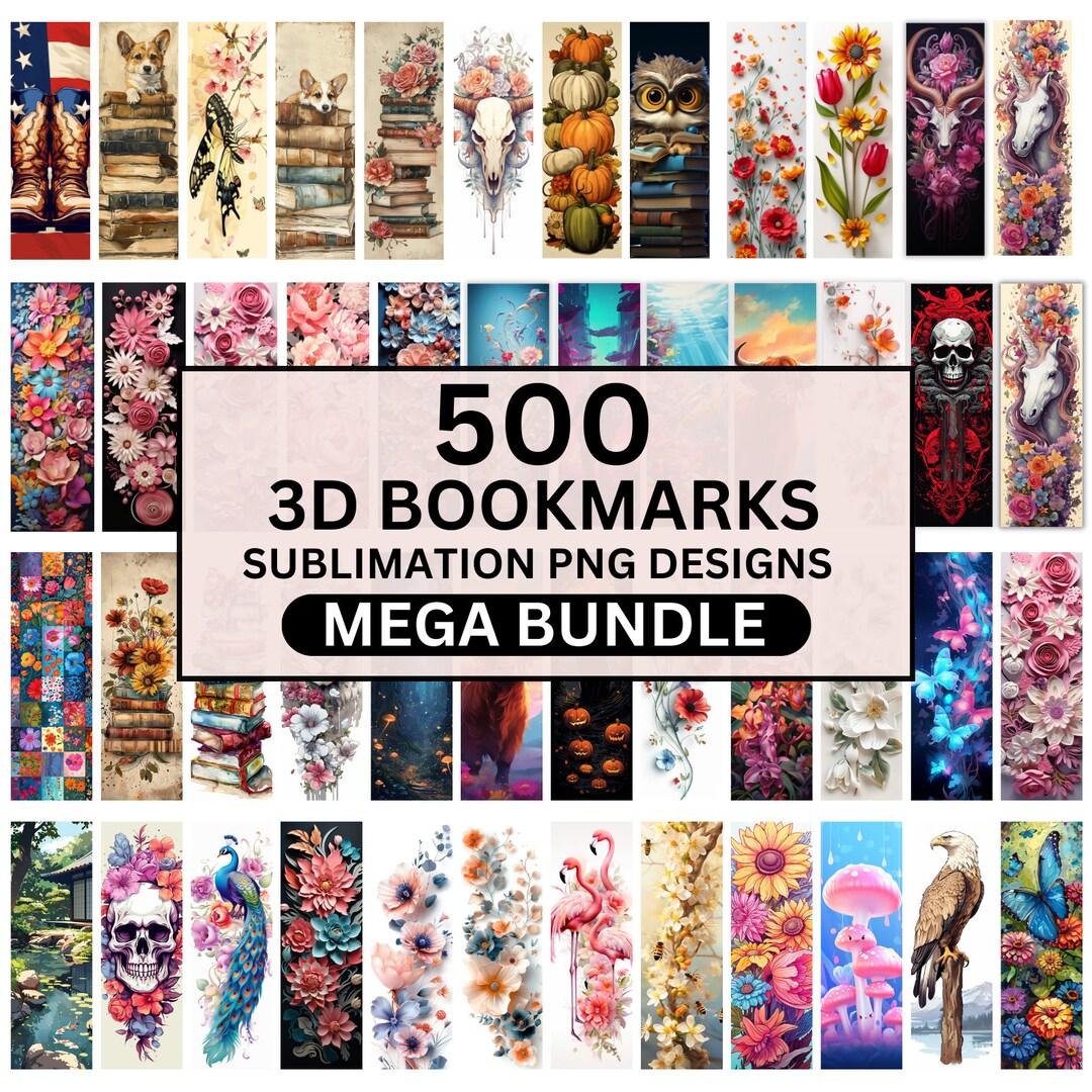 500 Bookmark Sublimation Bundle, 3D Flowers Bookmark, Cute Dog Bookmark ...