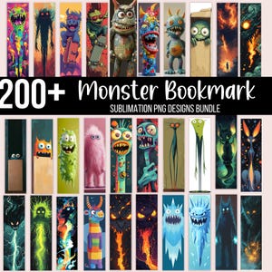 200+ Monster Bookmark PNG Bundle, Cute Cartoon Monster Bookmarks, Kids ...