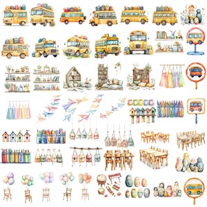 350+ Cute Kindergarten Watercolor Clipart, School Elements PNG ...