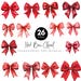 26 Watercolor Red Bows Clipart PNG Bundle, Coquette Bow Clipart, Cute ...