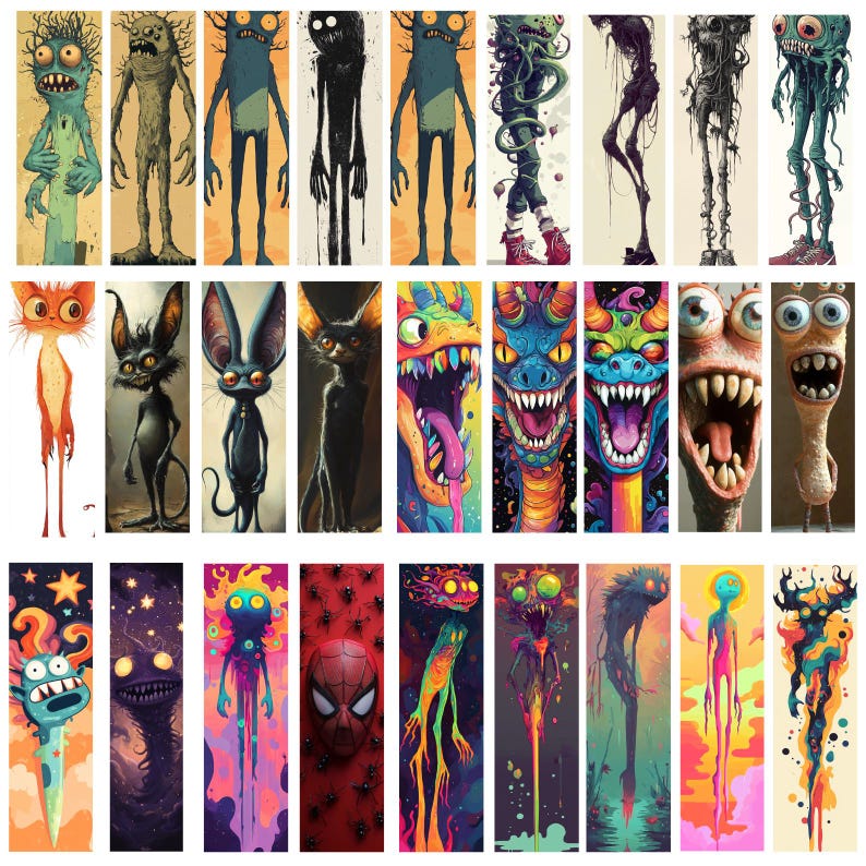 200+ Monster Bookmark PNG Bundle, Cute Cartoon Monster Bookmarks, Kids ...