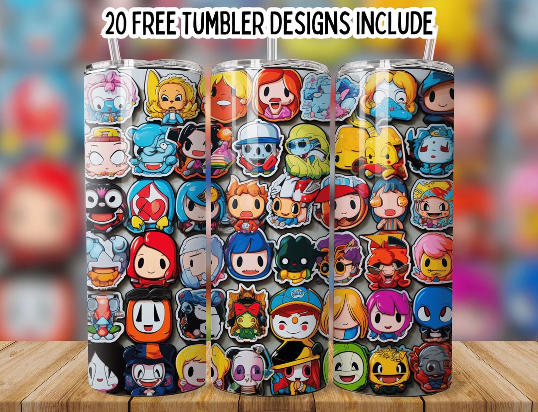 Cartoon Sublimation Design, 3D Cartoon Character 20oz Tumbler PNG ...