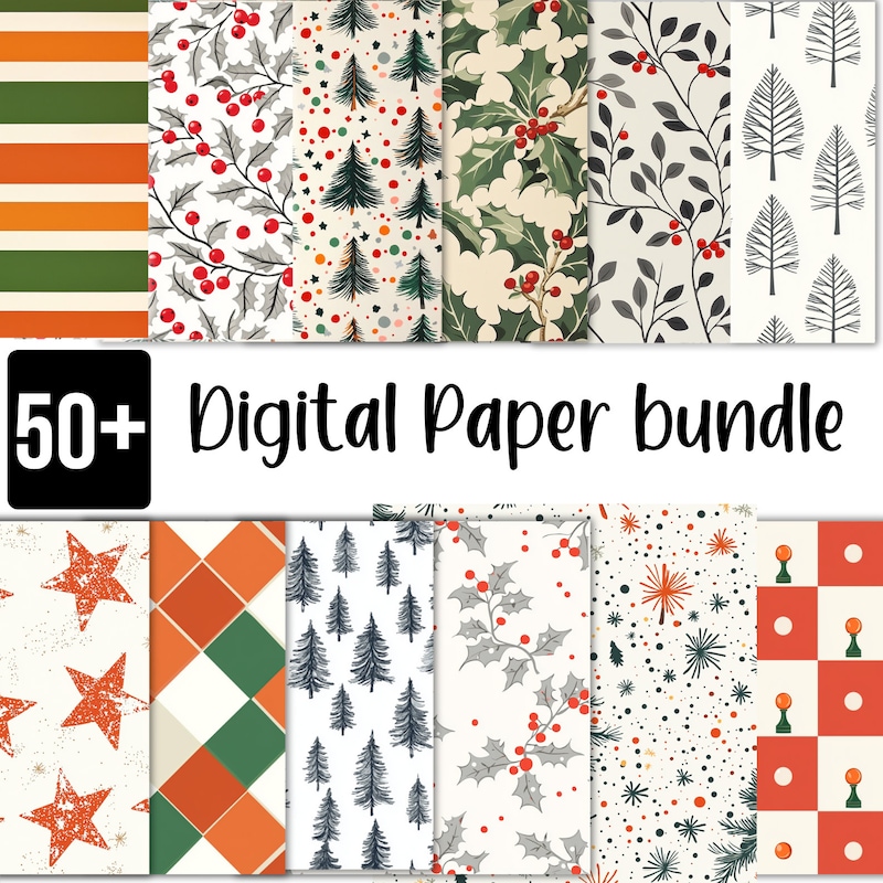 Christmas Digital Paper - Etsy