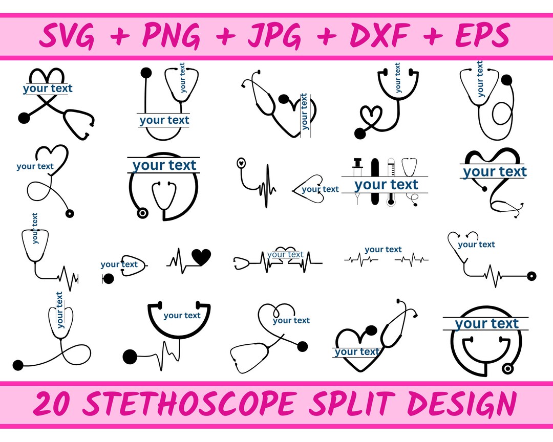 Stethoscope Split Monogram Heart Stethoscope Frame Svg - Etsy