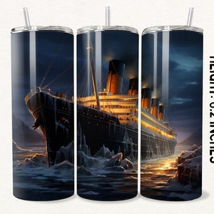 Titanic Seamless Tumbler Wrap PNG, 3D Titanic 20oz Sublimation Tumbler ...