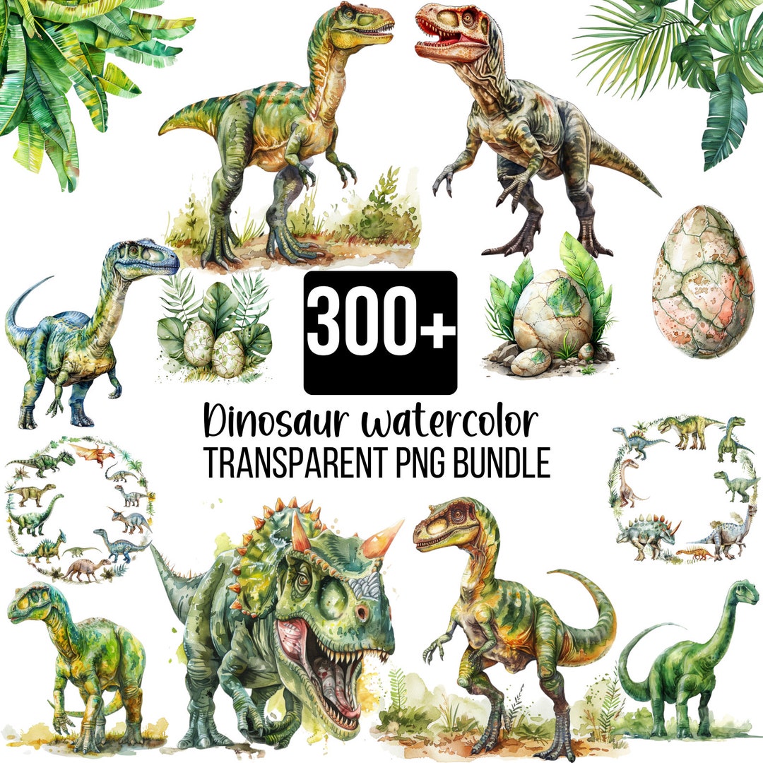 300+ Watercolor Dinosaur Clipart Bundle, Cute Dinosaur Clipart ...