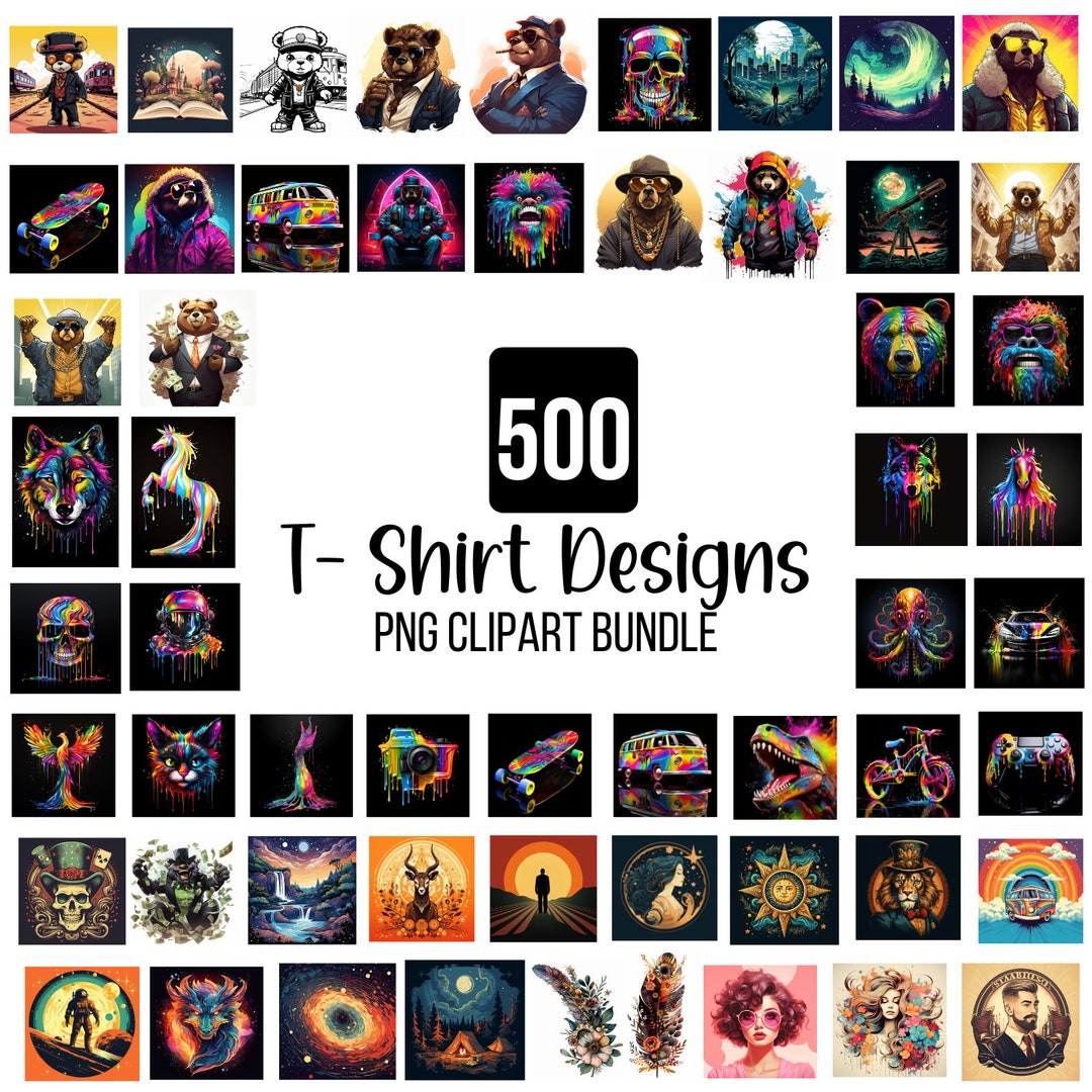 500 T Shirt Design Bundle, Colorful Tshirt Designs, T Shirt Sublimation ...