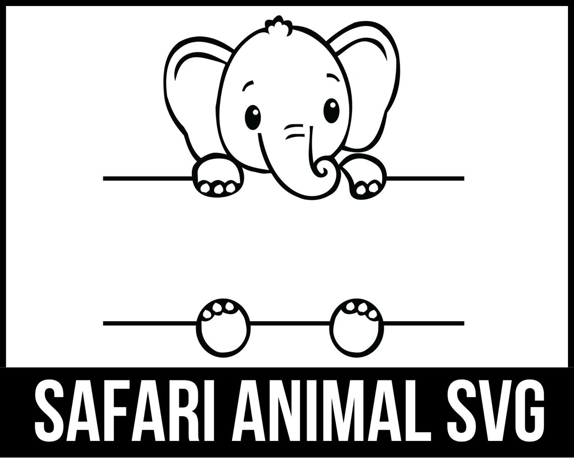 Elephant Svg Split Safari Animals Safari Animals Outline - Etsy