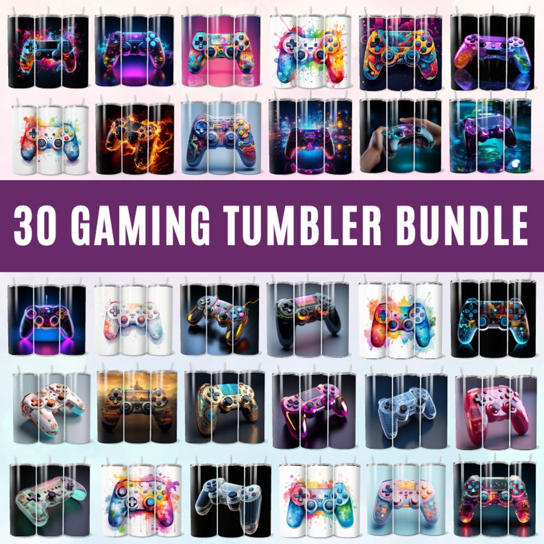 30 Gamer Tumbler Wrap Bundle, 3D Gaming Tumbler Wrap for 20 Oz Skinny ...