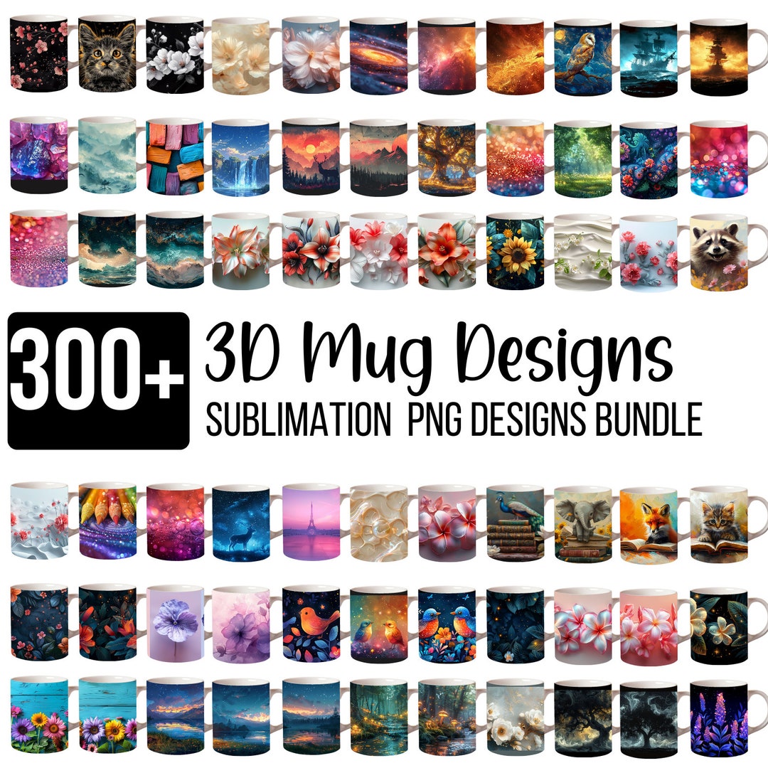 300+ 3D Mug Wrap Sublimation Design, Flowers Mug Wrap, 15oz Flowers Mug ...