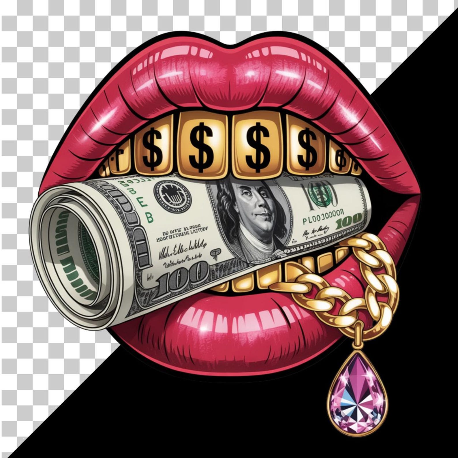 100 Dollar Bill Lips Png Bundle, 100 Dollar Bill Clipart,lips ...
