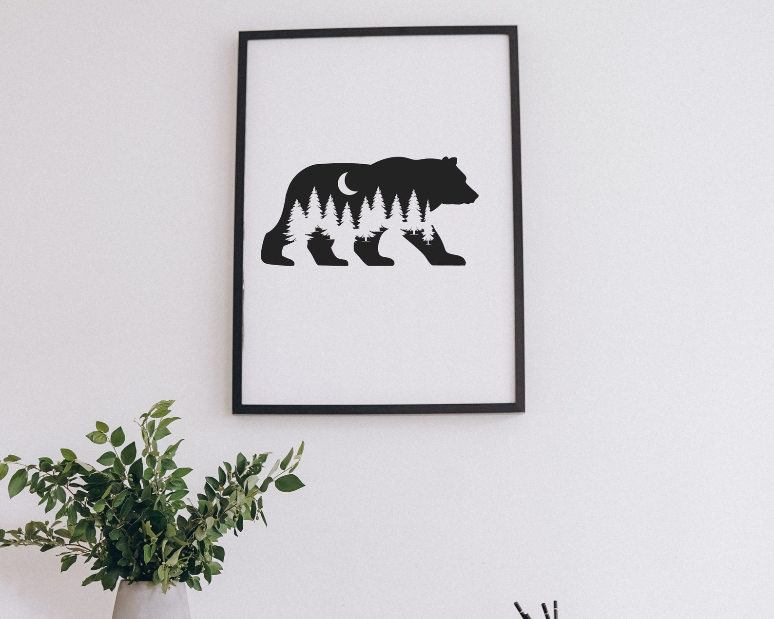 Bear SVG File Bear Silhouette Svg Bear Woods Svg Pine Trees - Etsy