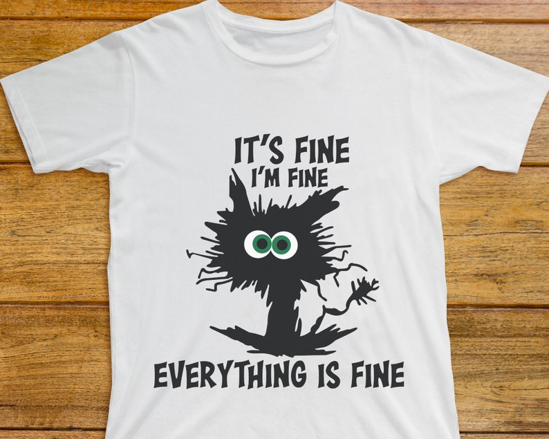 It's Fine I'm Fine Everything is Fine SVG Black Cat - Etsy