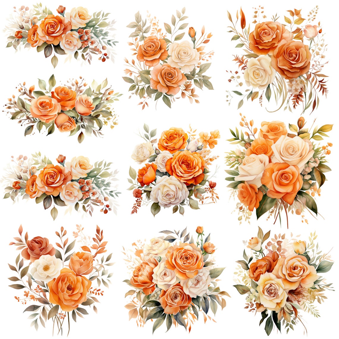 Terracotta Bohemian Clipart, Autumn Flowers, Boho Flower PNG ...