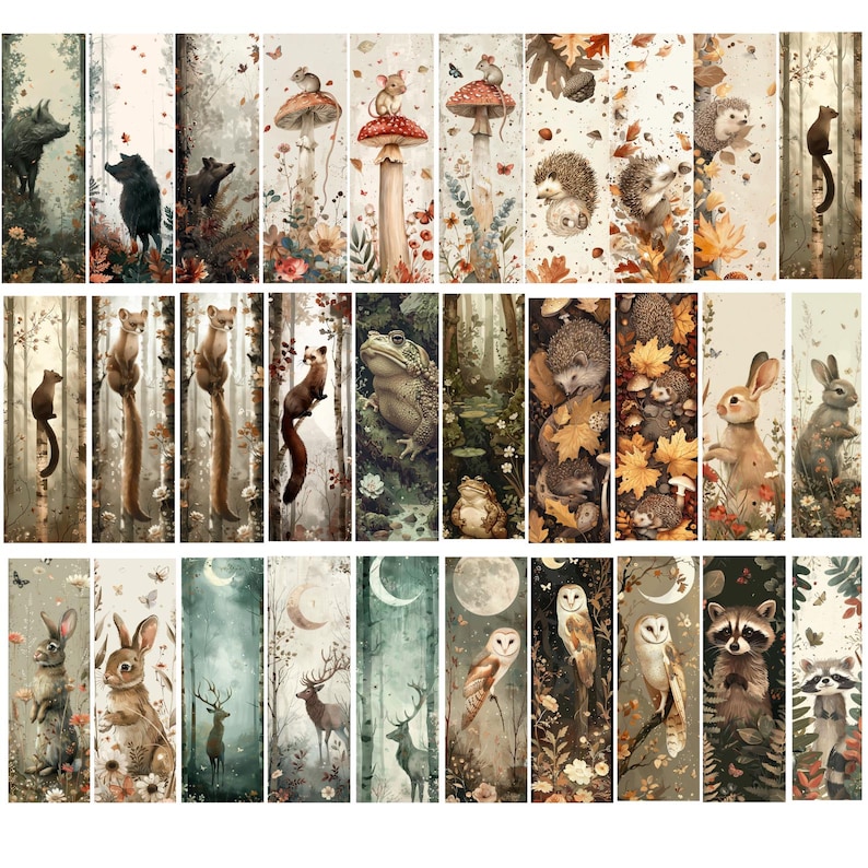 50+ Woodland Animals Bookmarks Bundle, Cute Forest Animals PNG ...
