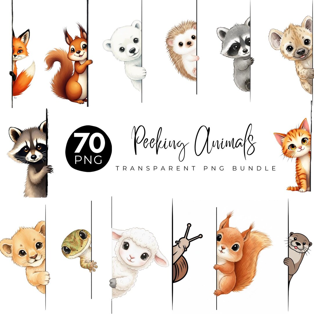 70 Peeking Animals Clipart Bundle, Animal Faces, Woodland Creatures ...