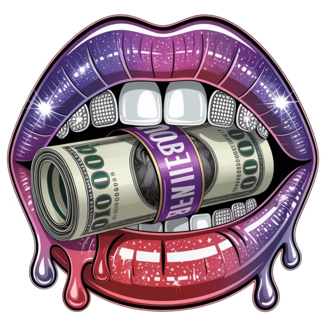 100 Dollar Bill Lips Png Bundle, 100 Dollar Bill Clipart,lips ...