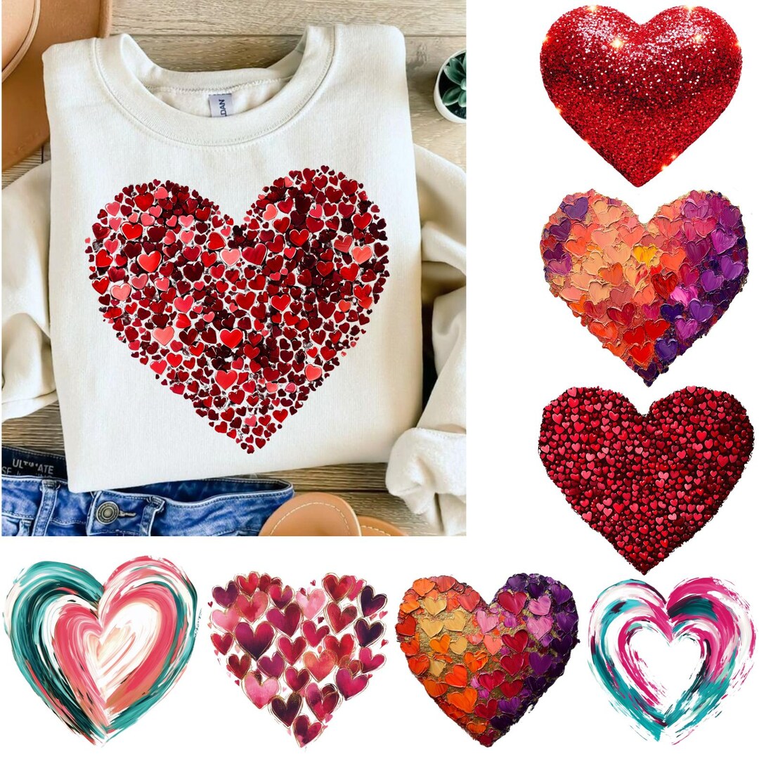 Heart PNG Bundle, Glitter Heart Designs, Watercolor Heart Graphics ...
