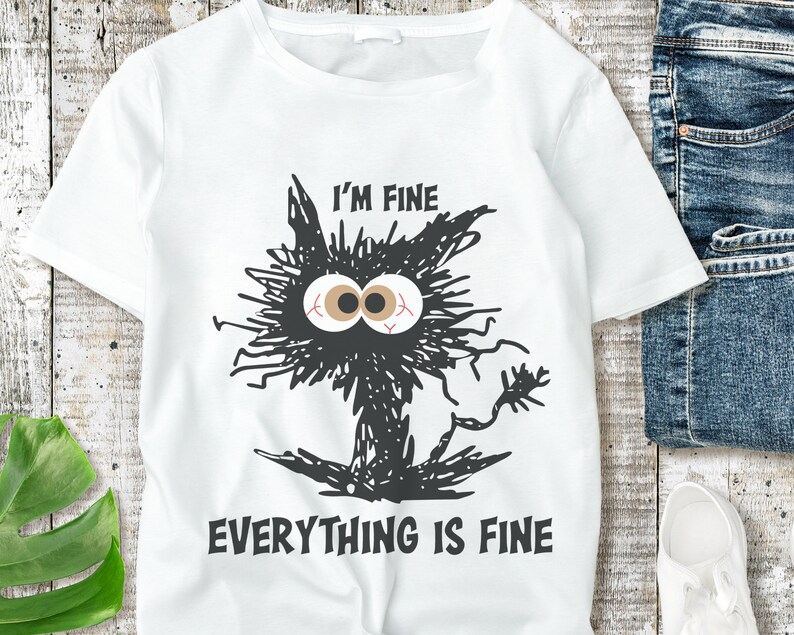 It's Fine I'm Fine Everything is Fine SVG Black Cat - Etsy