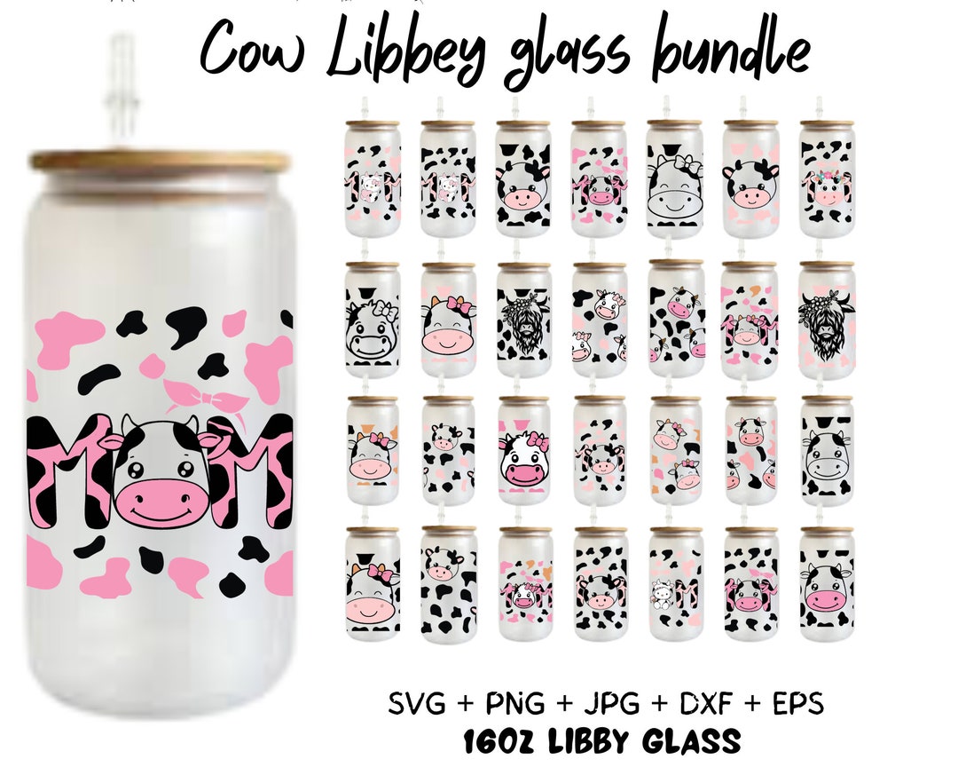 Cow Libbey Glass Svg Bundle, 16oz Cow Head Libbey Glass Svg, Baby Cow ...