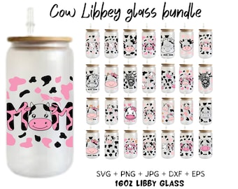 Cow Can Glass Wrap Svg Cute Cow Svg Animal Print Svg 16oz - Etsy
