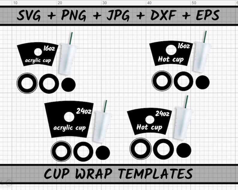 Cup Wrap Templates Svg16 / 24 Hot Cup Template Svg16 / 24oz - Etsy