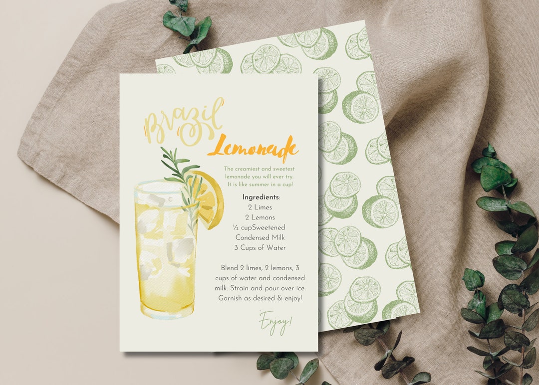 Mocktail Recipe Card Cocktail Drink Recipe Card Printable - Etsy