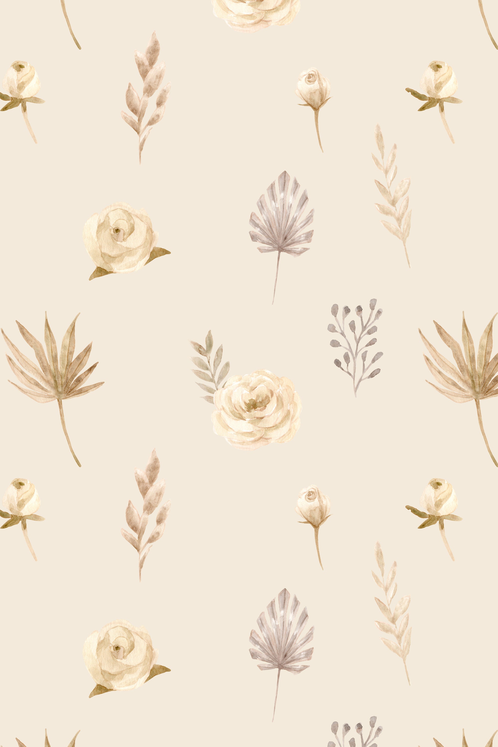 Boho Herbs Beigel Wallpaper Peel & Stick Wallpaper Traditional ...