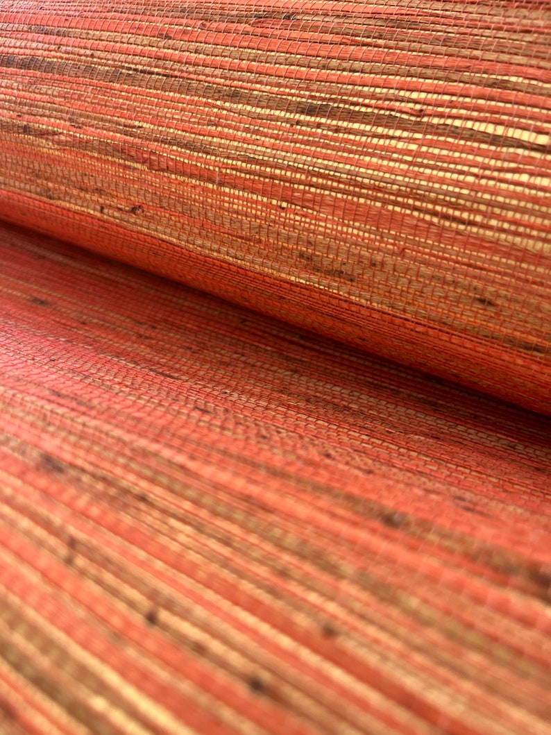Natural Grasscloth Real Hemp Wallpaper Red, Brown Wallpaper 41007 ...