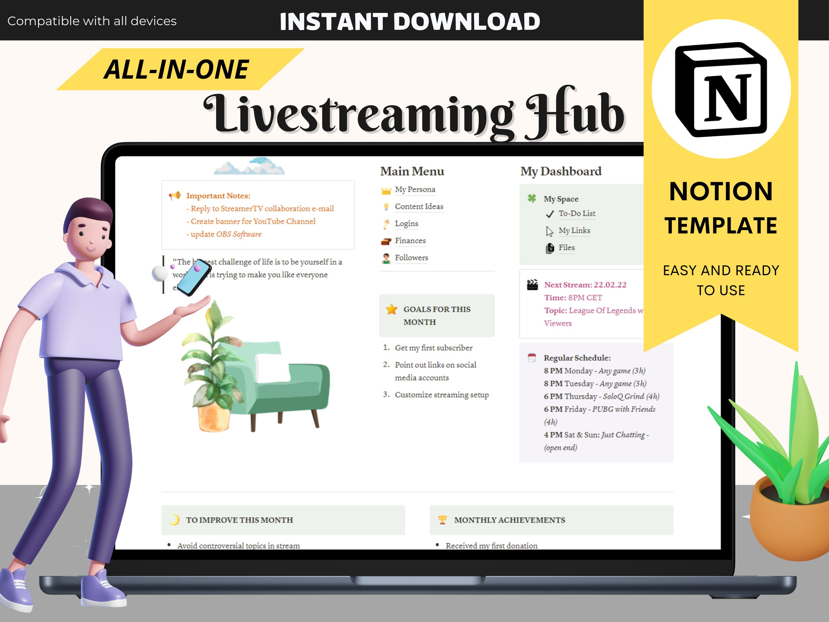 Livestreaming Planner, Streaming Planner, Digital Livestream Organizer ...
