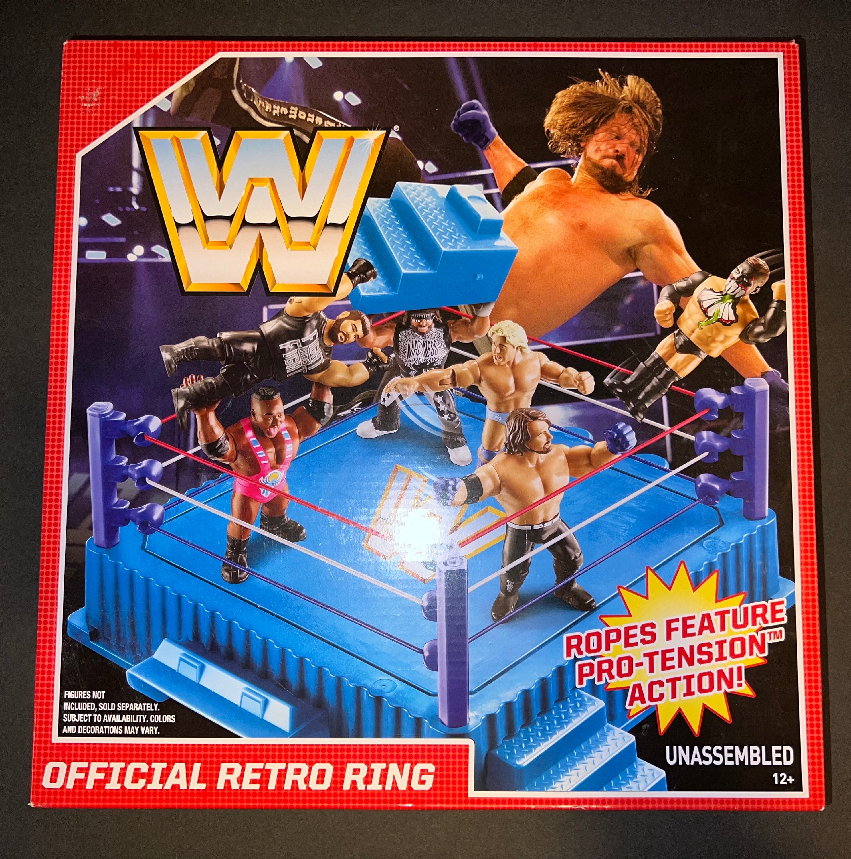 WWE WWF Wrestling Official Retro Ring Ropes Feature Pro Tension Action ...