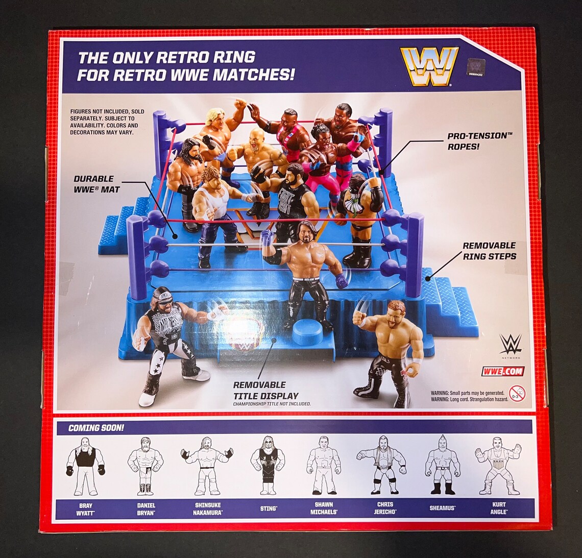 WWE WWF Wrestling Official Retro Ring Ropes Feature Pro Tension Action ...
