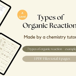 Types of Organic Reaction - A Level Chemistry Digital Notes - Etsy