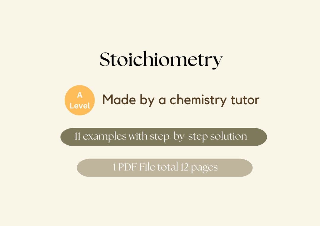 Stoichiometry Mole Calculation - A Level Chemistry Digital Notes - Etsy