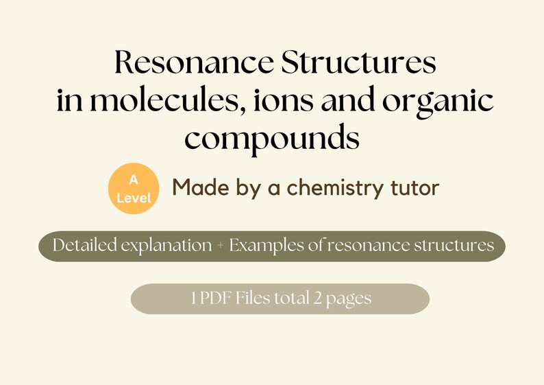 Resonance Structure A Level Chemistry Digital Notes - Etsy