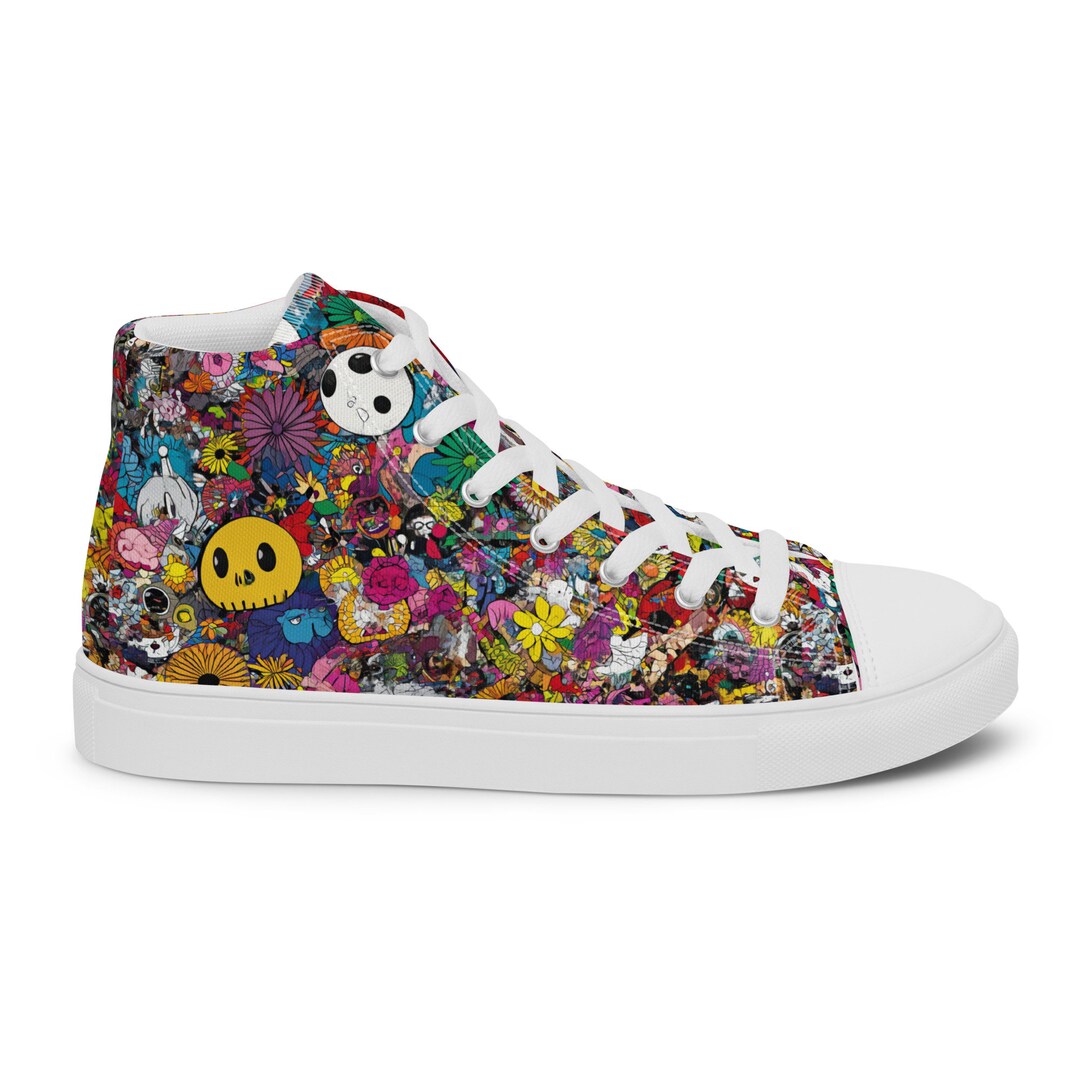 Psychedelic Pop Art High Top Sneakers - Bold Colorful Printed Canvas ...