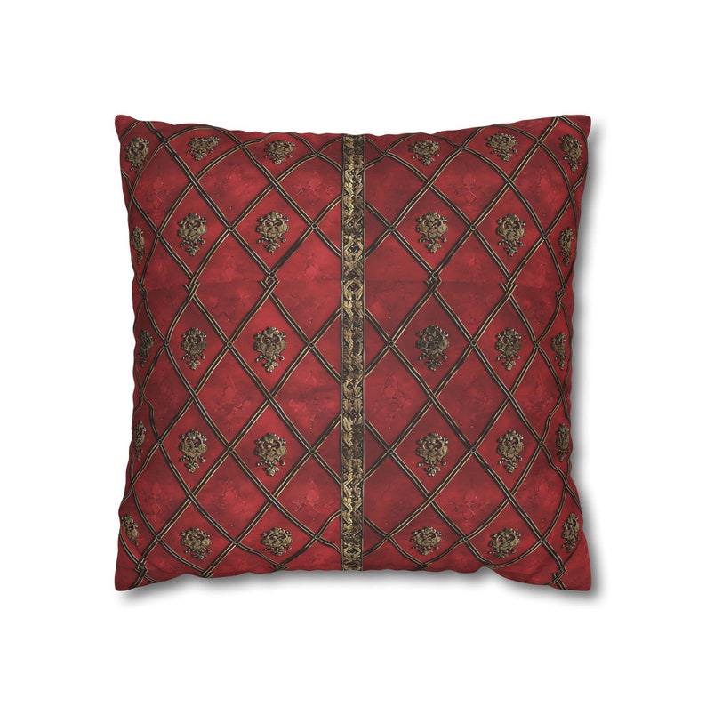 Bridgerton Inspired Square Red Pillowcase Regal Diamond Pattern Cushion ...